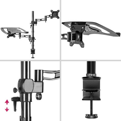 Duronic DM35L1X1 2-Screen Monitor Laptop Arm with Desk Clamp + VESA ...