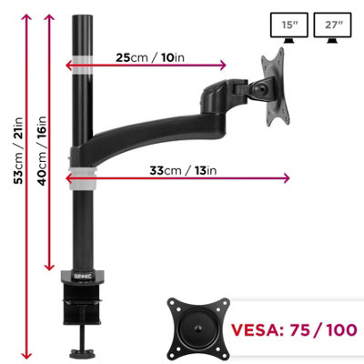 Duronic DM451X2 1-Screen Monitor Arm with Desk Clamp and VESA Bracket ...