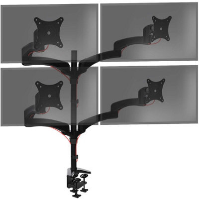 Duronic DM454 4-Screen Monitor Arm with Desk Clamp and VESA Brackets ...