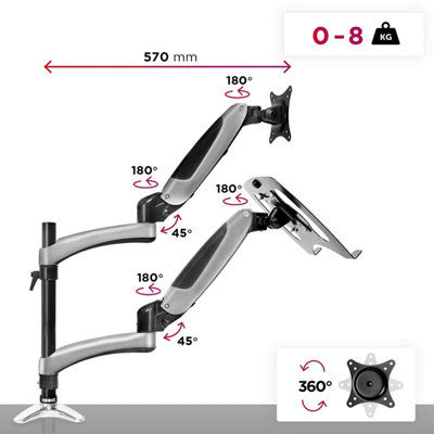 Duronic DM65L1X1 2-Screen Monitor and Laptop Arm with Full Range ...