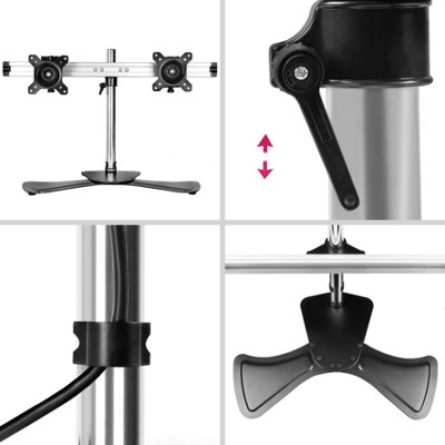 Duronic DM752 2-Screen Freestanding Monitor Arm with VESA Brackets ...