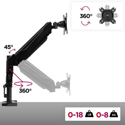 Duronic DMG52 2-Screen Monitor Gas-Powered Arm with Full Range Movement ...