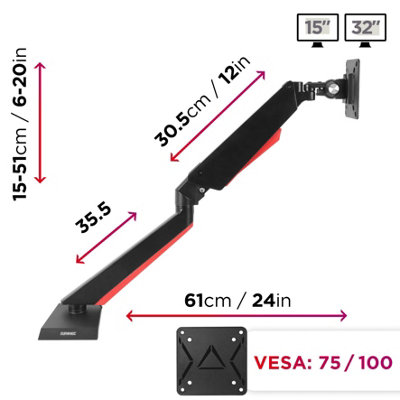 DURONIC DMGM5X1 1-SCREEN MONITOR GAS-POWERED ARM, FULL RANGE MOVEMENT ...