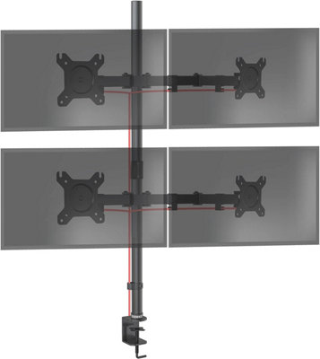 Duronic DMT154 4-Screen Extra Tall Monitor Arm with Desk Clamp, 100cm ...