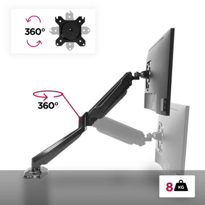 Duronic DMUSB5X1 1-Screen Monitor Arm with USB Ports, Desk Clamp, VESA ...