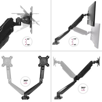 Duronic DMUSB5X1 1-Screen Monitor Arm with USB Ports, Desk Clamp, VESA ...