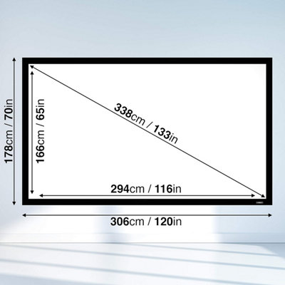 Duronic Fixed Frame Projector Screen FFPS133/169 Wall Mountable HD ...