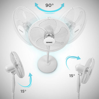 Duronic FN30 Pedestal Fan 16" with 3 Speeds, Floor Standing Fan with ...