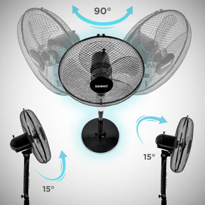 Duronic FN65 Pedestal Fan 16" with 3 Speeds, Timer & Remote, Floor ...