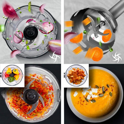 Duronic HB8010 Hand Blender Set, 5-Speed Immersion Stick Blender with 4 ...