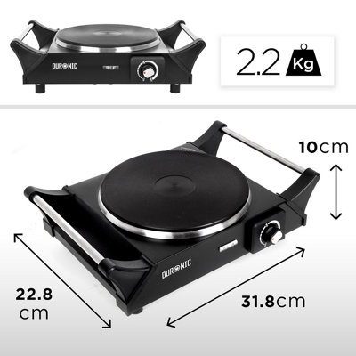 Duronic HP1BK Single Hot Plate 1500W, Electric Single Hob Cooker with Handles, Ideal For Table ...