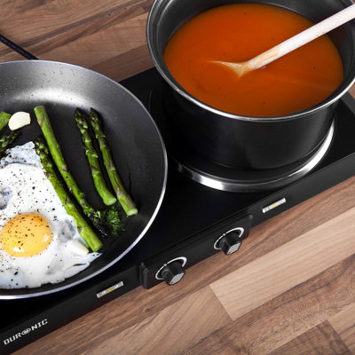 Duronic HP2BK Double Hot Plate 2500W, Electric Dual Hob Cooker with ...