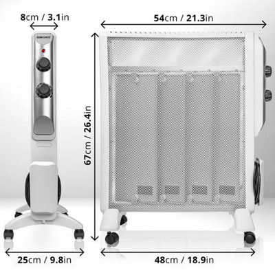 Duronic HV220 WE Electric Heater with Mica Panels, 2kW Power, Radiant ...