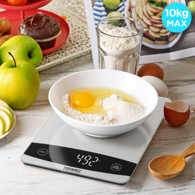 Duronic KS1009 Digital Kitchen Scale, 10kg, Glass Platform with LCD ...