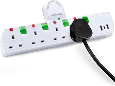 Duronic Plug Adapter with USB S125W 4 Way White Multi Plug Extension ...