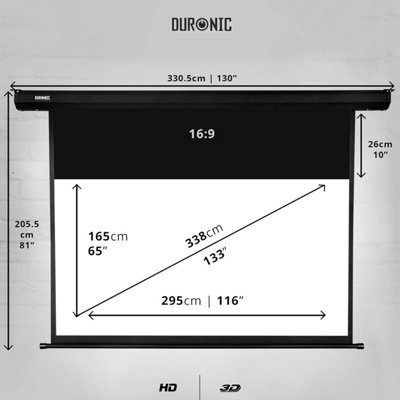 Duronic Projector Screen EPS133 /169 Electric Projection Screen 133 ...