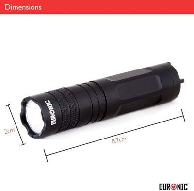 Duronic RFL131AA 110lm LED Torch, 2-in-1 Aluminium Flashlight, 110 ...