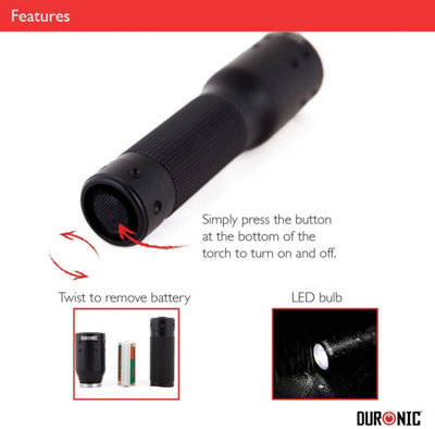 Duronic RFL283AA 110lm LED Torch Aluminium CREE Flashlight, 110 Lumens ...