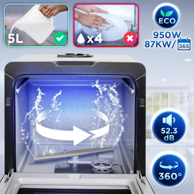 Duronic Table Top Dishwasher DW5 BK Compact Dish Washer with 8 Wash ...