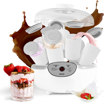 Duronic YM2 Yoghurt Maker Machine with 8 Individual Ceramic Pots ...