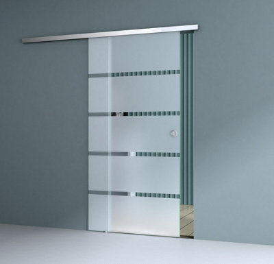 Durovin 1025 x 2050mm Internal Sliding 8mm Frosted Sectioned Tempered ...