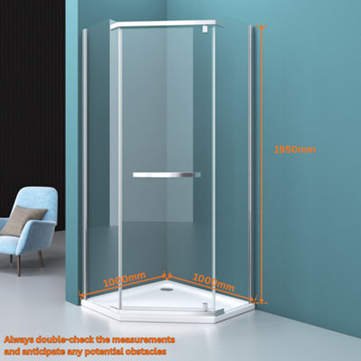 DUROVIN BATHROOMS 1000 X 1000MM PENTAGONAL SHOWER ENCLOSURE - PIVOT ...