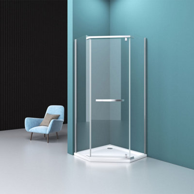 Durovin Bathrooms 900 x 900mm Pentagonal Shower Enclosure - Pivot ...