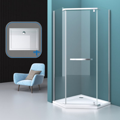 Durovin Bathrooms 900x900mm Pentagonal Shower Enclosure - Pivot Hinged ...