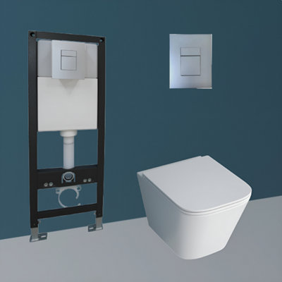 Durovin Bathrooms Modern Square Wall Hung Toilet Pan with 1.16M ...