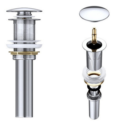 Durovin Bathrooms Push Pop Up Basin Waste Plug - Unslotted Suitable for ...