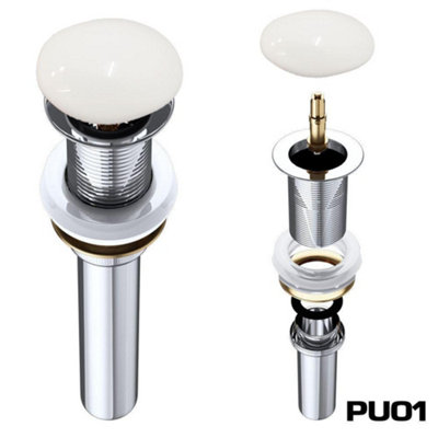 Durovin Bathrooms Push Pop Up Basin Waste Plug - Unslotted Suitable for ...