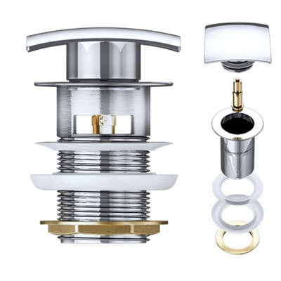Durovin Bathrooms Push Pop Up Chrome Basin Waste Plug - Slotted ...