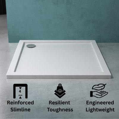 Durovin Bathrooms Shower Tray - Light Sturdy Acrylic - Glossy White ...