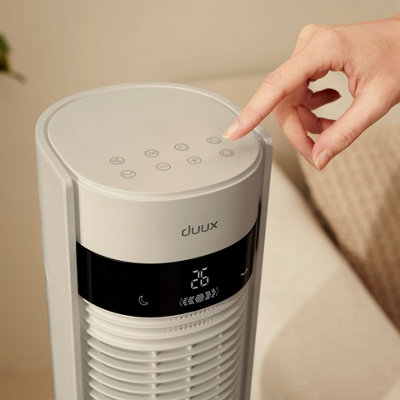 Duux Elevate Smart Tower Fan with 26 Speeds and Oscillation, Remote ...