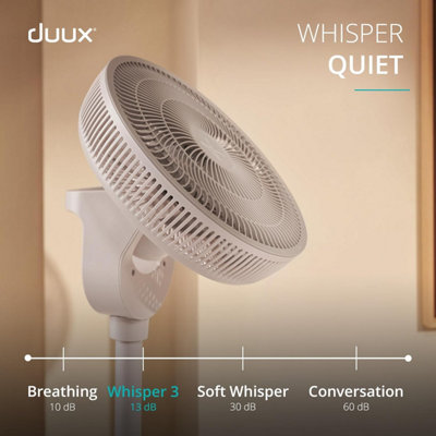 Duux Whisper 3 Standing Fan 26 Speed White Quiet Bedroom Pedestal Fan ...