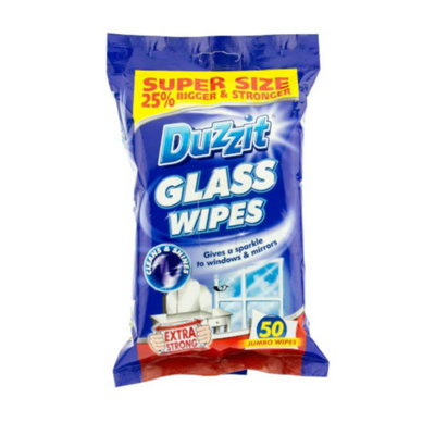 Duzzit Glass Wipes 50 Pack Jumbo Wipes | DIY at B&Q