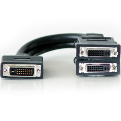 DVI D Male To 2x DVI I Female Y Splitter Cable Adapter 2 Port Way Video ...