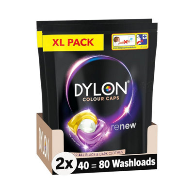 Dylon Black & Dark Laundry Capsules 2 Pack 2 x 40 Wash Loads Triple ...