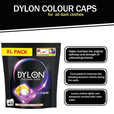 Dylon Black & Dark Laundry Capsules 2 Pack 2 x 40 Wash Loads Triple ...