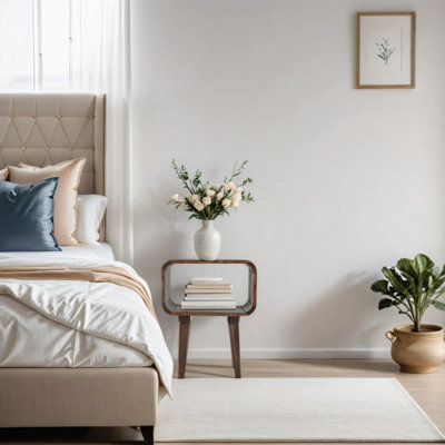 Dynasty Dark Mango Wood Bedside Open Curve Edges Table