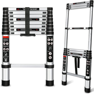 Dyzi 2.6M Heavy-Duty Stainless Steel Foldable Extension Ladder