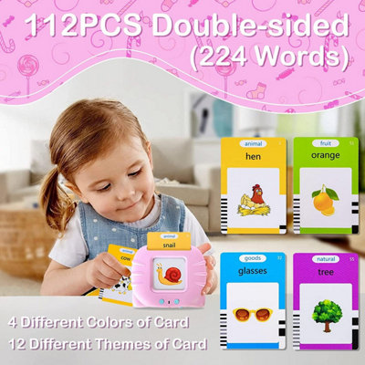 Dyzi Pink Portable Talking Flash Cards Early Learning Toy Toddlers 224 ...
