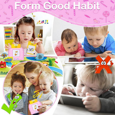 Dyzi Pink Portable Talking Flash Cards Early Learning Toy Toddlers 224 ...