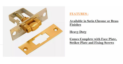 Dzina Adjustable Roller Bolt Heavy Duty Door Latch Catch Spring Loaded ...