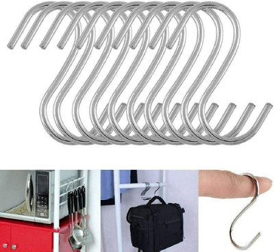 Dzina S Shaped Metal Kitchen Spoon Pan Pot Hanging Hooks Hangers -10 Pcs