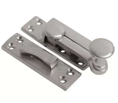 Dzina Solid Brass Sash Window Fastener Quadrant Arm Fastener Satin Chrome