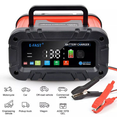 E-FAST Smart Car Battery Charger 12V/24V - Automatic 7-Stage - Lead ...