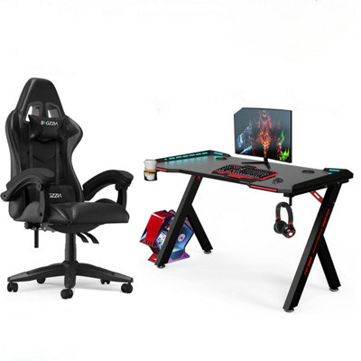 E Sports Swivel Chair and RGB Lighting Gaming Deskfor Gamer Workstation