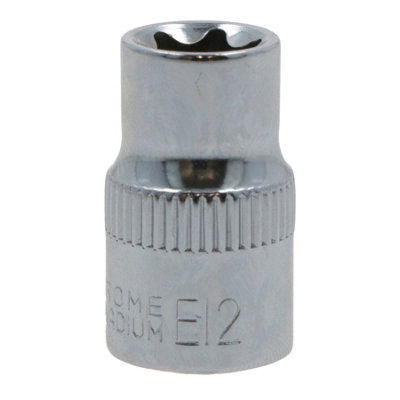 E12 Female Torx Socket Star Bit 3/8" Drive Standard External Chrome ...