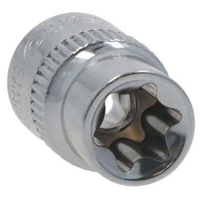 E12 Female Torx Socket Star Bit 3/8" Drive Standard External Chrome ...